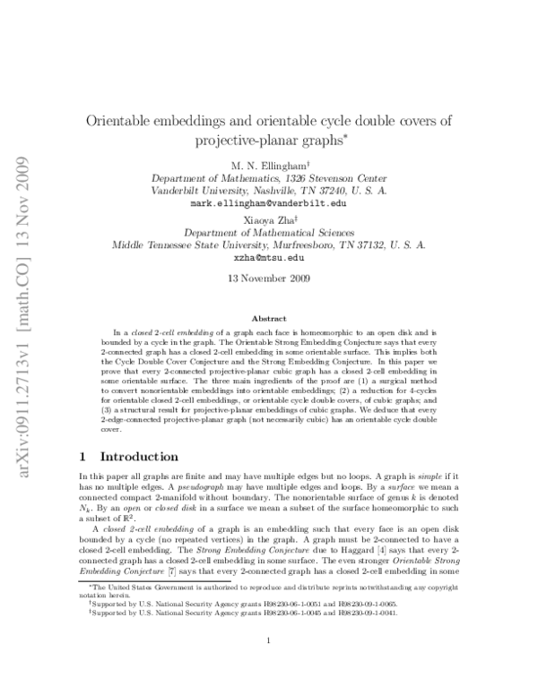 (PDF) Orientable embeddings and orientable cycle double covers