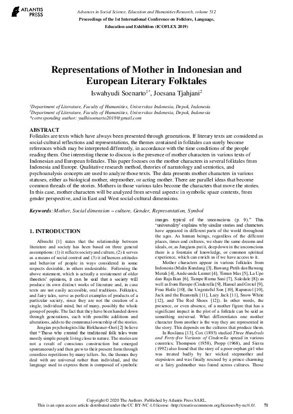 (PDF) Representations of Mother in Indonesian and European Literary Folktales