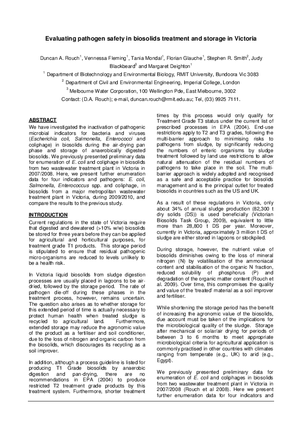 (PDF) Evaluating pathogen safety in biosolids treatment and storage in ...