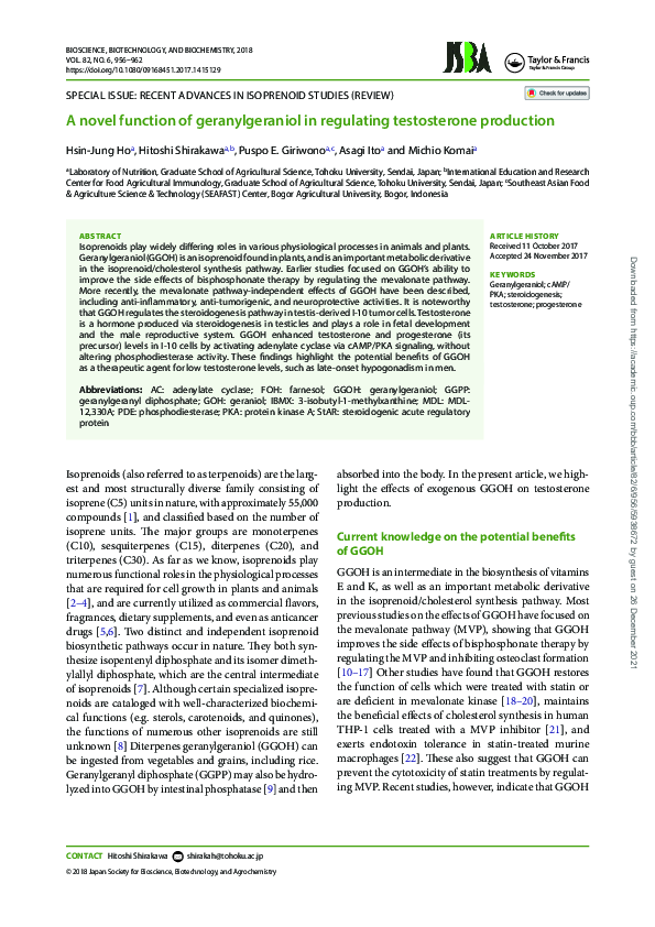 (PDF) A novel function of geranylgeraniol in regulating testosterone ...