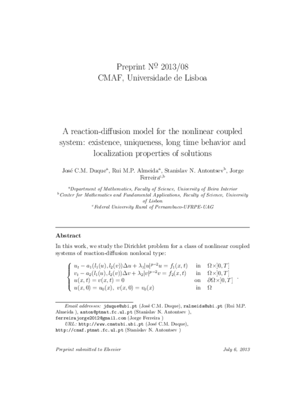 (PDF) A reaction–diffusion model for the non-local coupled system ...