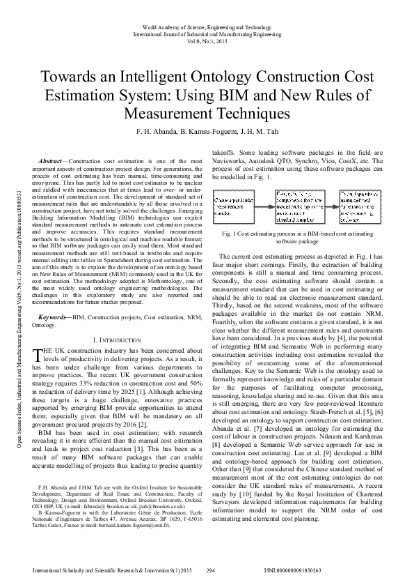 (PDF) Towards an intelligent ontology construction cost estimation system: Using BIM and new ...