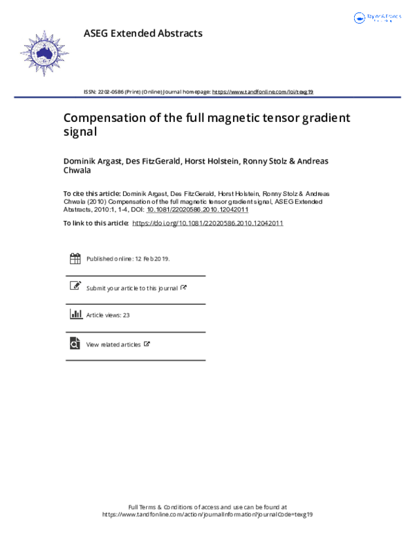 (PDF) Compensation of the full magnetic tensor gradient signal