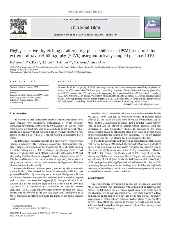 (PDF) Highly selective dry etching of alternating phase-shift mask (PSM ...