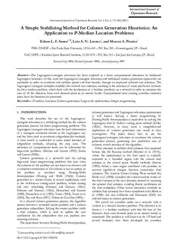 (PDF) A Simple Stabilizing Method for Column Generation Heuristics: An ...