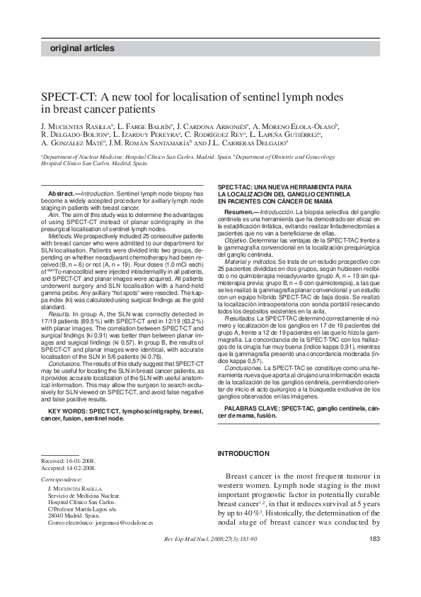 (PDF) SPECT-CT: A new tool for localisation of sentinel lymph nodes in ...