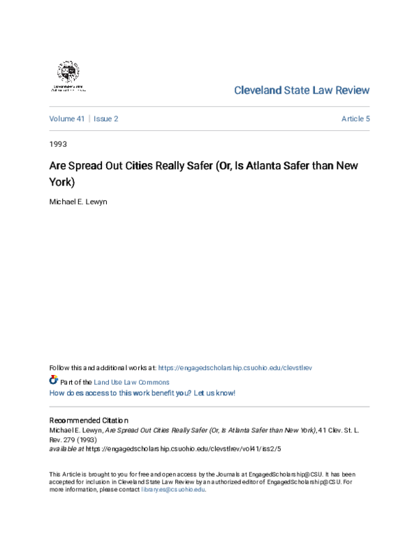 (PDF) Are Spread Out Cities Really Safer (Or, Is Atlanta Safer than New ...