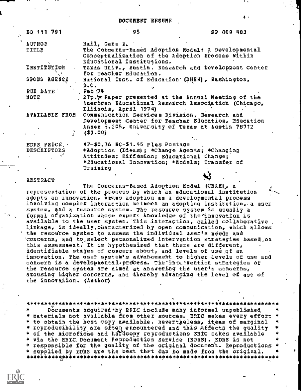 (PDF) The Concerns-Based Adoption Model: A Developmental ...