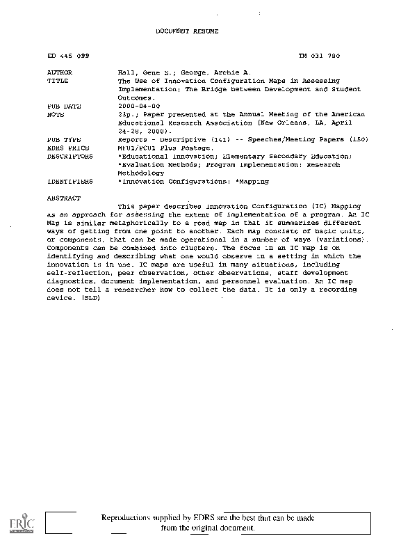 (PDF) The Use of Innovation Configuration Maps in Assessing ...