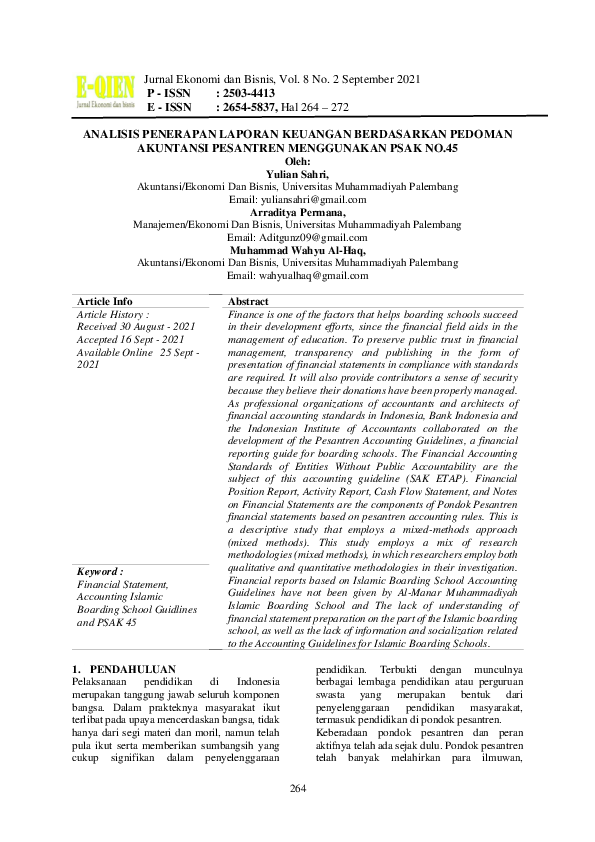 (PDF) Analisis Penerapan Laporan Keuangan Berdasarkan Pedoman Akuntansi ...