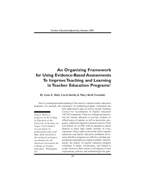 (PDF) An Organizing Framework for Using Evidence-Based Assessments to ...