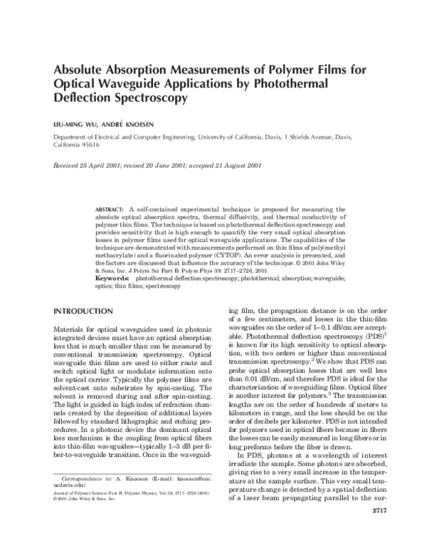 (PDF) Absolute absorption measurements of polymer films for optical ...