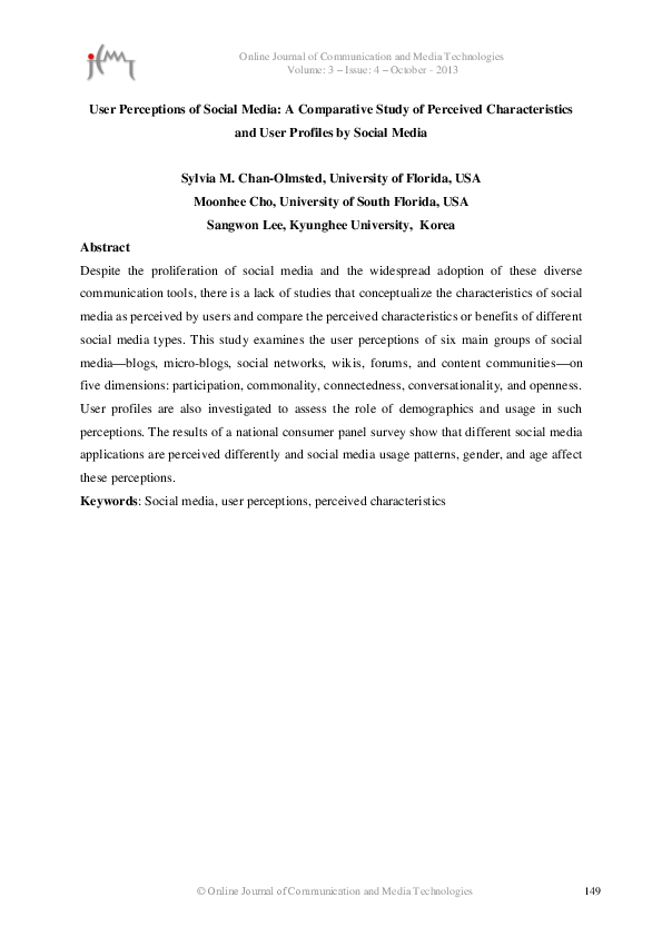 (PDF) User Perceptions of Social Media: A Comparative Study of ...