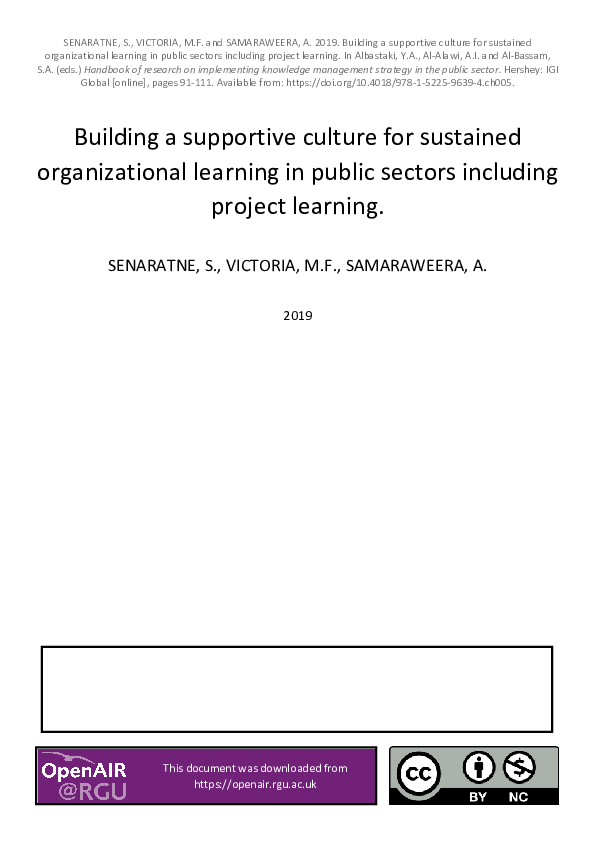 (PDF) Building a Supportive Culture for Sustained Organizational ...