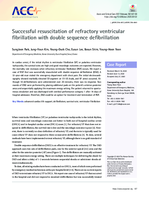(PDF) Successful resuscitation of refractory ventricular fibrillation ...