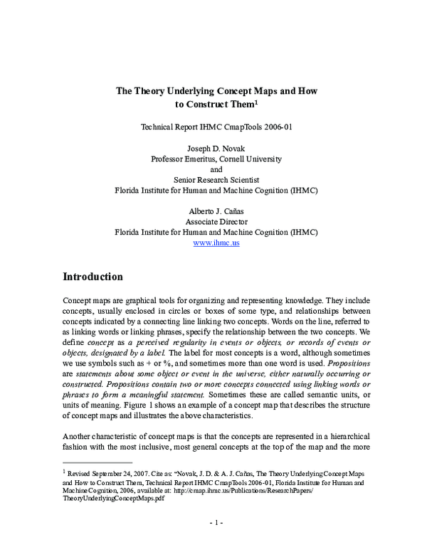 (PDF) The Theory Underlying Concept Maps and How to Construct Them1