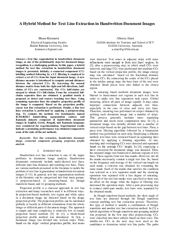 (PDF) A Hybrid Method for Text Line Extraction in Handwritten Document ...