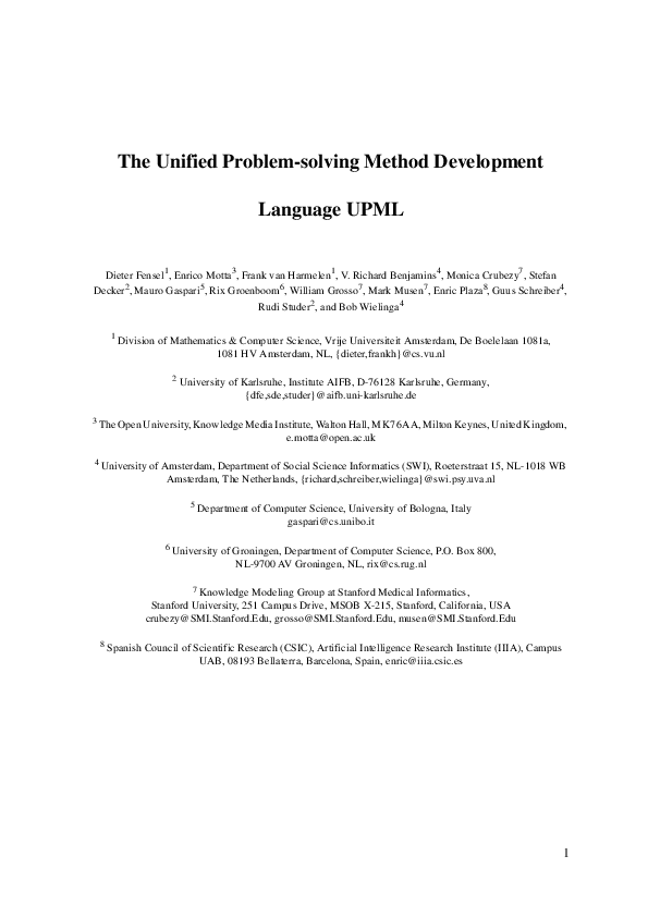 (PDF) The Unified Problem-solving Method Development Language UPML
