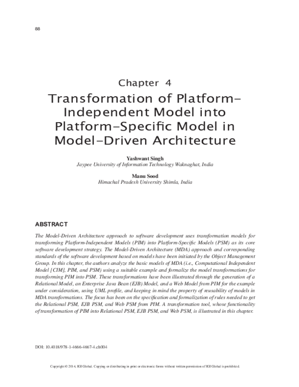 Pdf A Model Transformation From Computing Independent Model To Platform Independent Model In