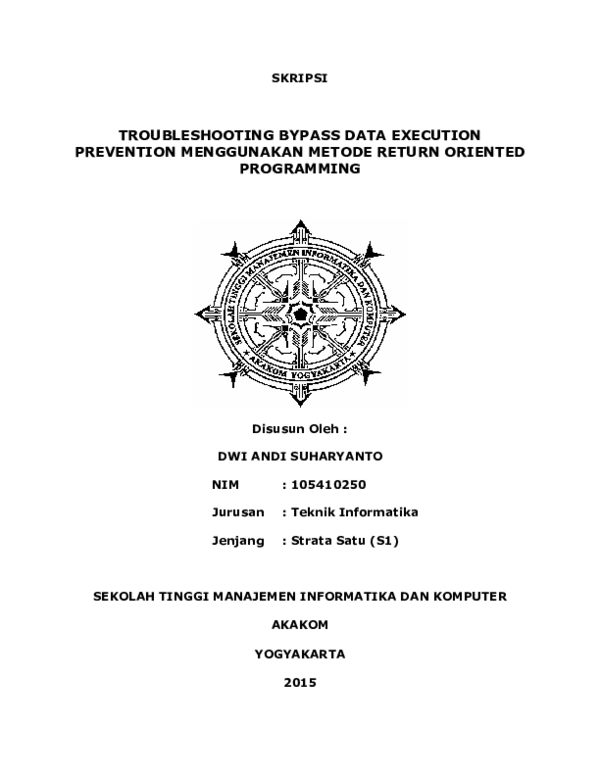 Pdf Troubleshooting Bypass Data Execution Prevention Menggunakan