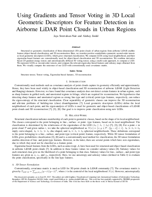 Pdf Using Gradients And Tensor Voting In 3d Local Geometric Descriptors For Feature Detection