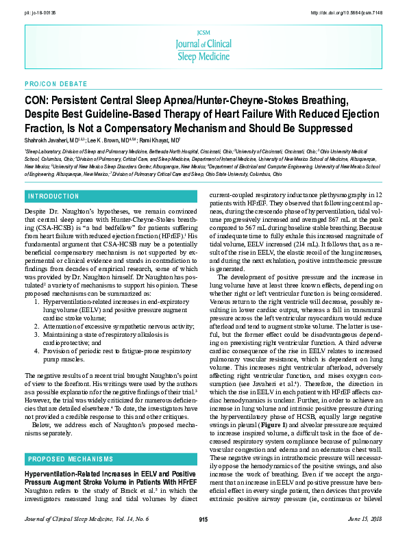 (PDF) CON: Persistent Central Sleep Apnea/Hunter-Cheyne-Stokes ...