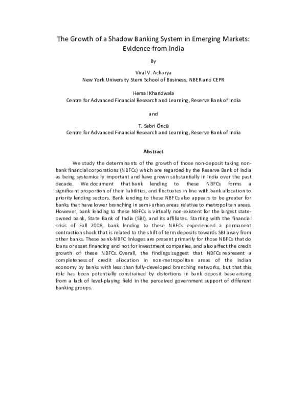 (PDF) The growth of a shadow banking system in emerging markets ...