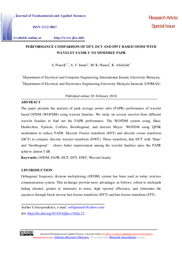 Pdf Performance Comparison Of Dft Dct And Dwt Based Ofdm With