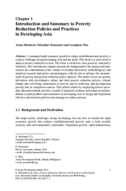 (PDF) Introduction and Summary to Poverty Reduction Policies and ...