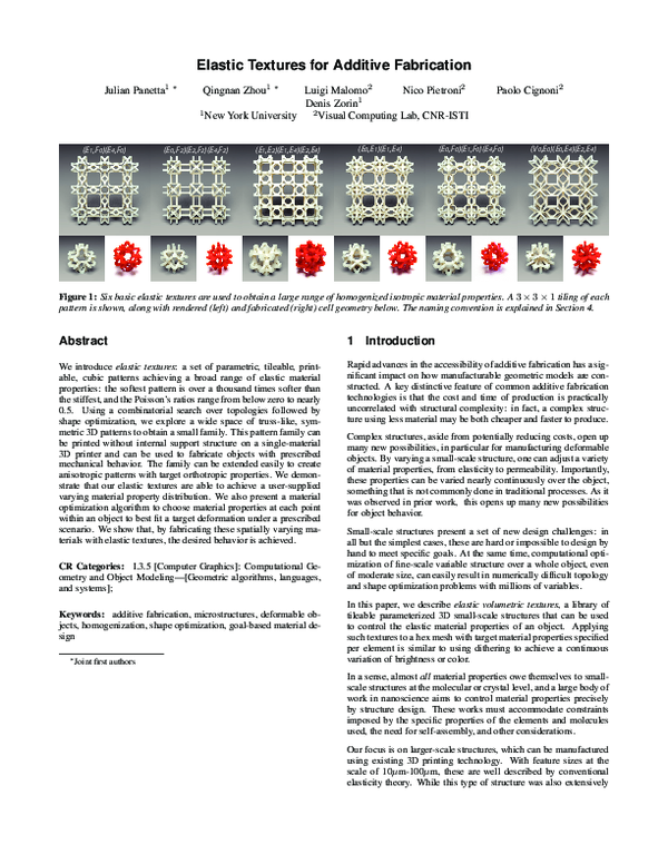 (PDF) Elastic textures for additive fabrication