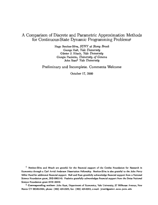 Pdf A Comparison Of Discrete And Parametric Approximation Methods For Continuous State Dynamic 3009