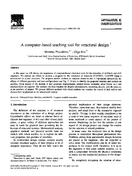 (PDF) A computer-based teaching tool for structural design