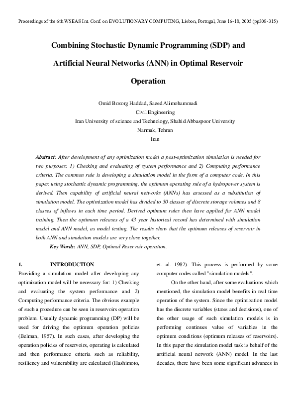 (PDF) Combining stochastic dynamic programming (SDP) and artificial neural networks (ANN) in ...