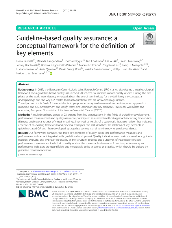 (PDF) Guideline-based quality assurance: a conceptual framework for the definition of key elements