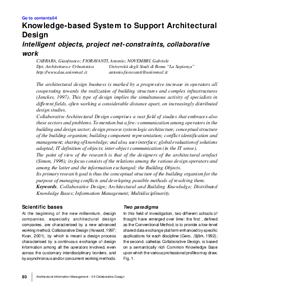 (PDF) Knowledge-based System to Support Architectural Design - Intelligent objects, project net ...