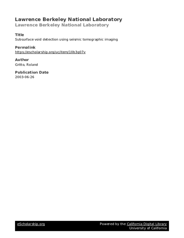 (PDF) Subsurface void detection using seismic tomographic imaging