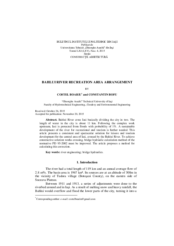 (PDF) Bahlui River Recreation Area Arrangement