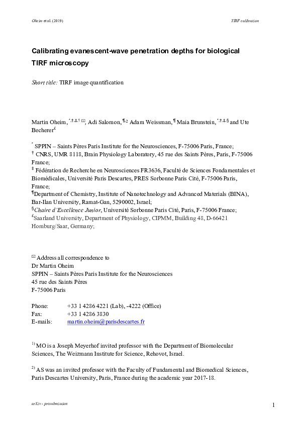 (PDF) Calibrating evanescent-wave penetration depths for biological ...