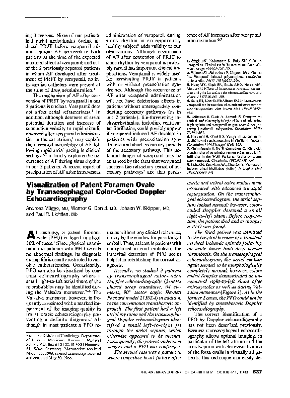 (PDF) Visualization of patent foramen ovale by transesophageal color ...