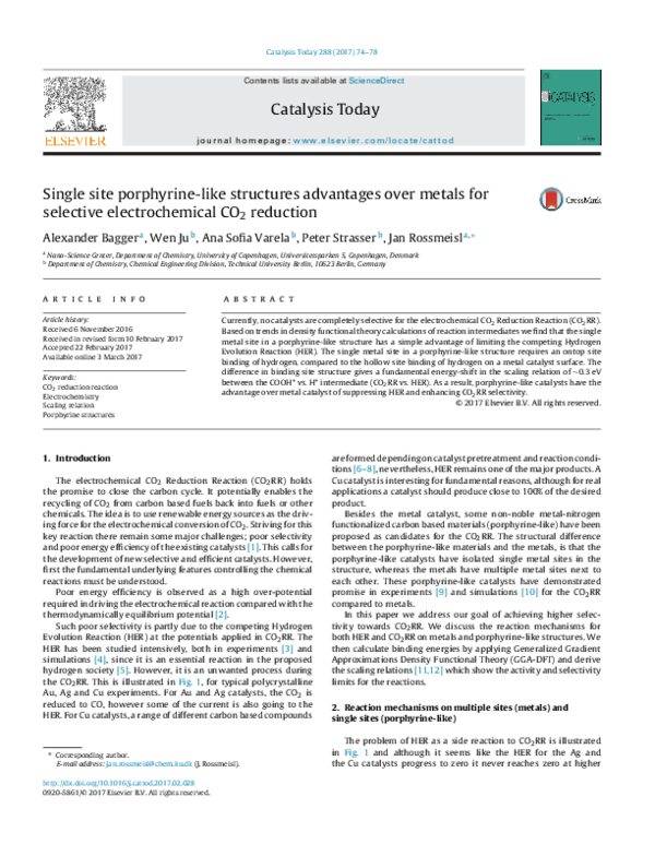 (PDF) Single site porphyrine-like structures advantages over metals for ...