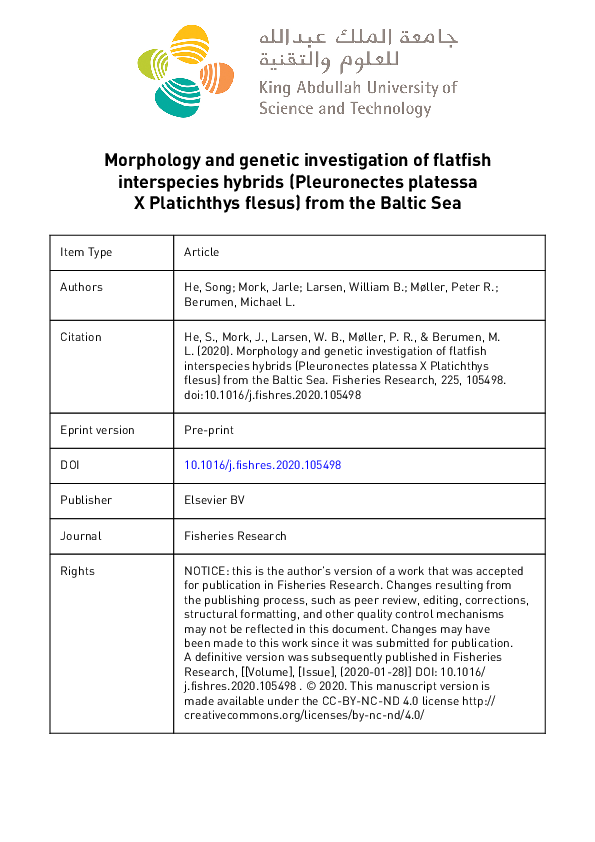 (PDF) Morphology and genetic investigation of flatfish interspecies ...