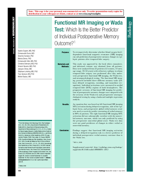 (PDF) Functional MR Imaging or Wada Test: Which Is the Better Predictor ...