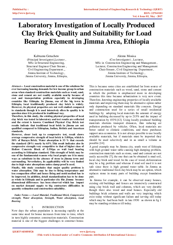 (PDF) Laboratory Investigation of Locally Produced Clay Brick Quality ...