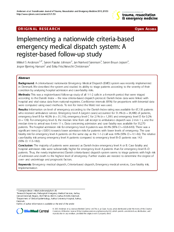 (PDF) Implementing a nationwide criteria-based emergency medical ...