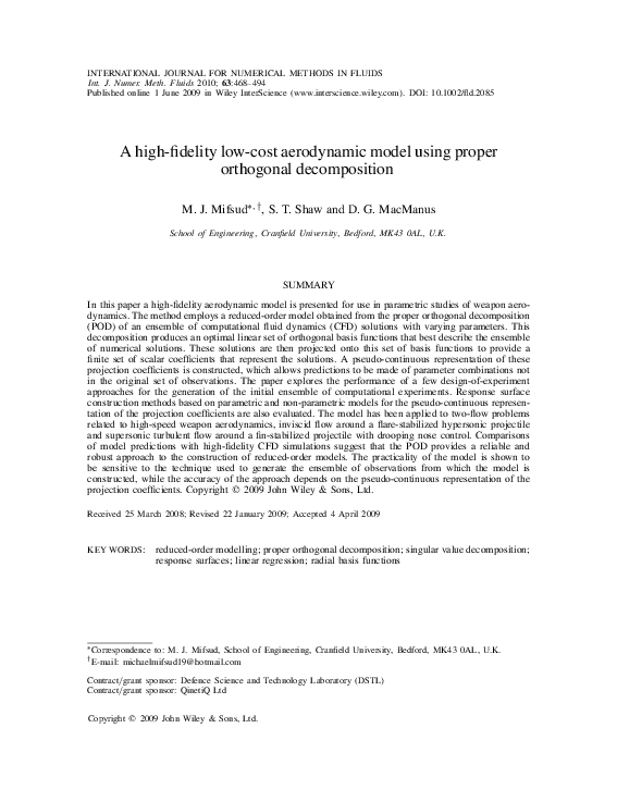 (PDF) A high-fidelity low-cost aerodynamic model using proper orthogonal decomposition