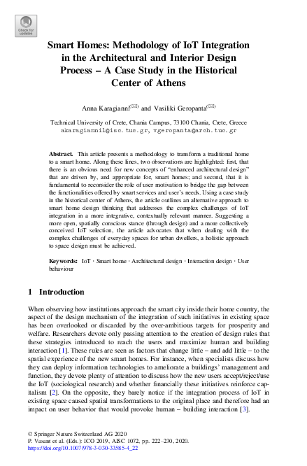 (PDF) Smart Homes: Methodology of IoT Integration in the Architectural ...