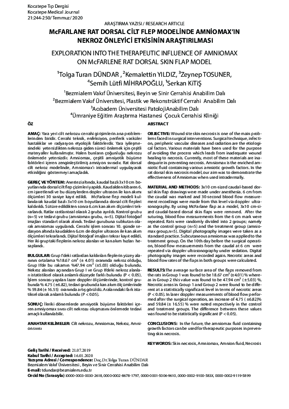 (PDF) McFARLANE RAT DORSAL CİLT FLEP MODELİNDE AMNİOMAX’IN NEKROZ ...