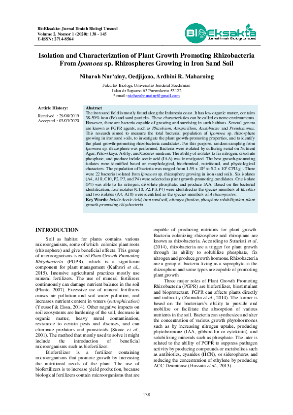(PDF) Isolation and Characterization of Plant Growth Promoting ...