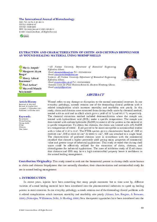 (PDF) Extraction and Characterization of Chitin and Chitosan Biopolymer ...