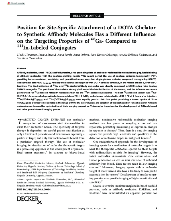 (PDF) Position for site-specific attachment of a DOTA chelator to ...